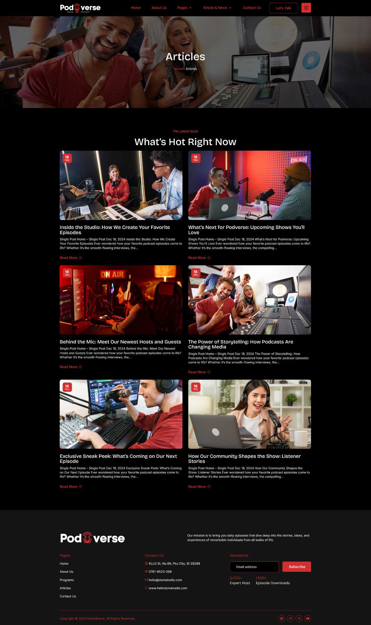 Podverse - Radio Station & Podcaster Elementor Template Kit by Rometheme